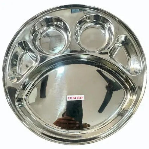 Pure Stainless steel Thali 5 Portion divided dish tray made in pakista ...